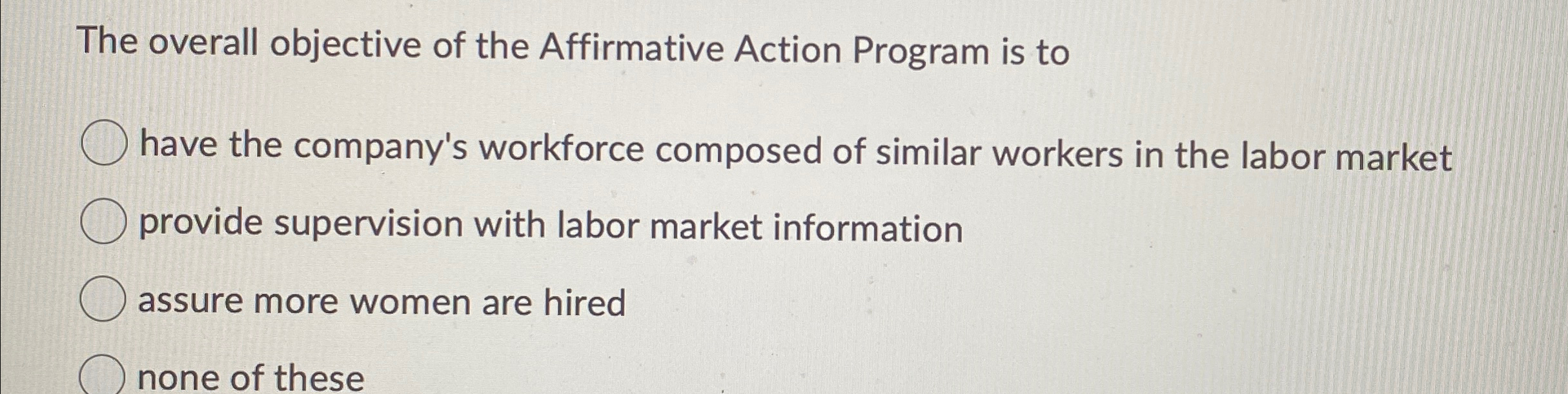Solved The overall objective of the Affirmative Action | Chegg.com