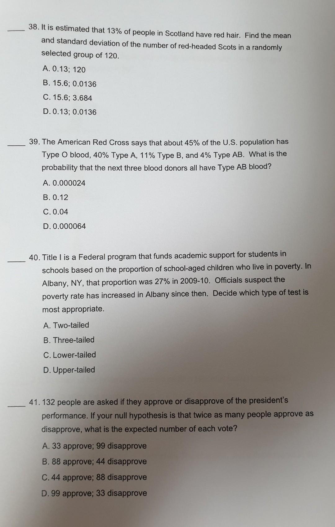 Solved I need these high school statistics questions to be | Chegg.com