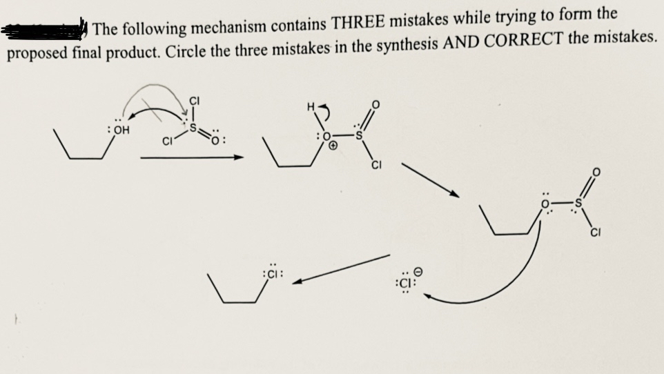 Solved The following mechanism contains THREE mistakes while | Chegg.com