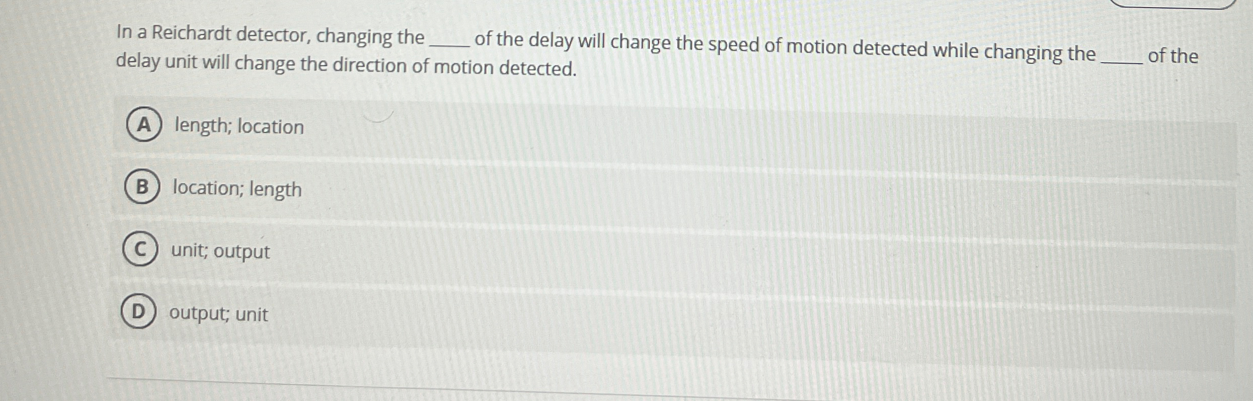 Solved In a Reichardt detector, changing the q, ﻿of the | Chegg.com
