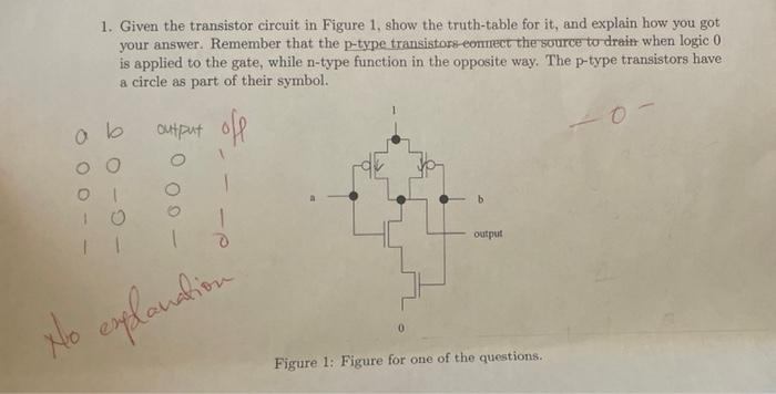 Solved 1. Given the transistor circuit in Figure 1, show the | Chegg.com