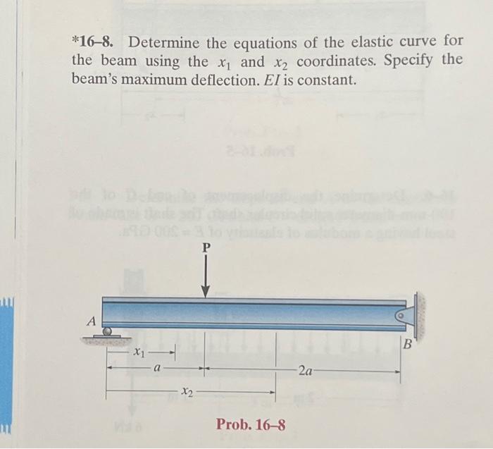 Solved *16-8. Determine the equations of the elastic curve | Chegg.com