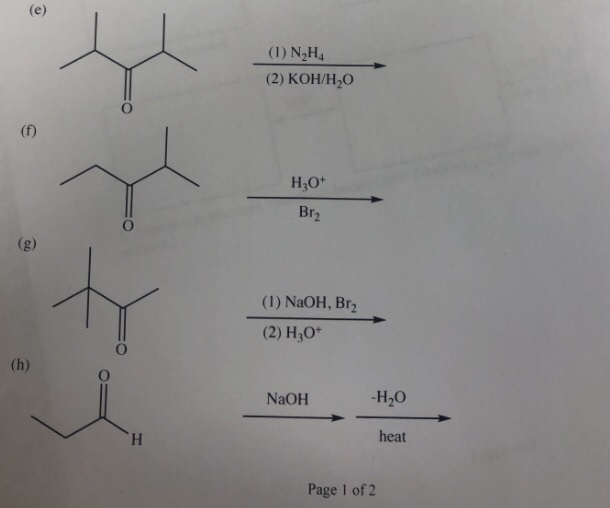 Solved (1) N2H4 (2) KOH/HO 0 H2O+ Br2 (1) NaOH, Br2 (2) H30+ | Chegg.com
