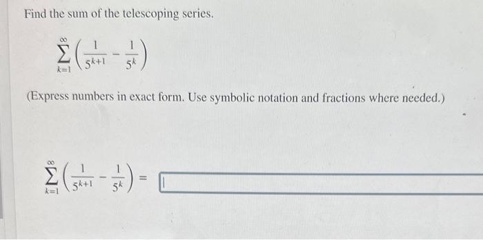 Solved Find the sum of the telescoping series. | Chegg.com