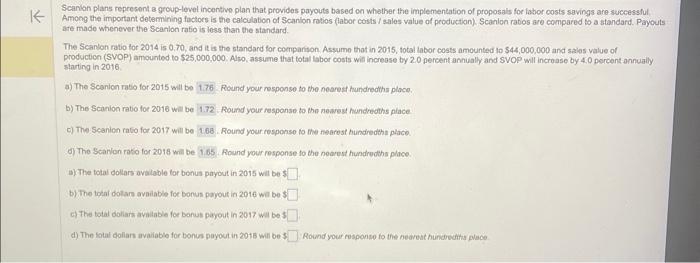 Scanion plans represent a group-level incentwe plan | Chegg.com