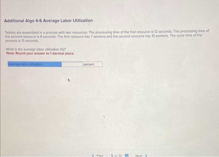 Solved Additional Algo 4-6 Average Labor Utilization Tablets | Chegg.com