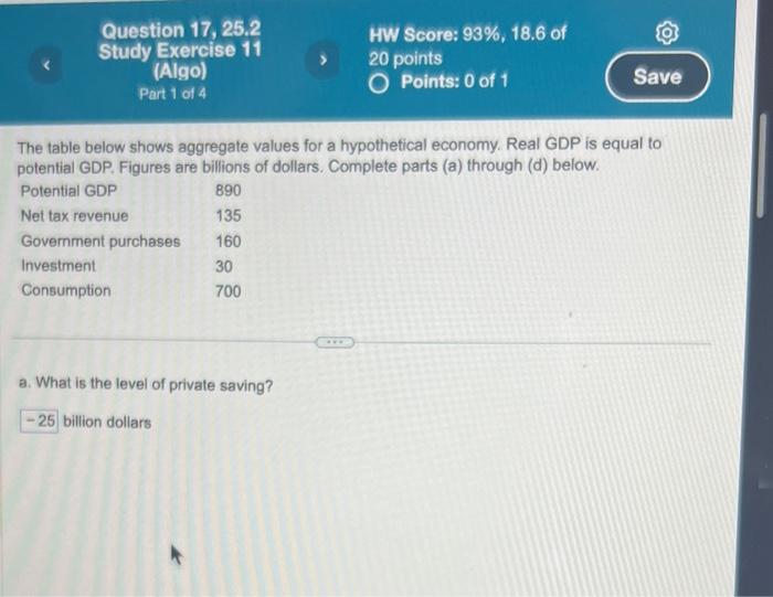 Solved The table below shows aggregate values for a | Chegg.com