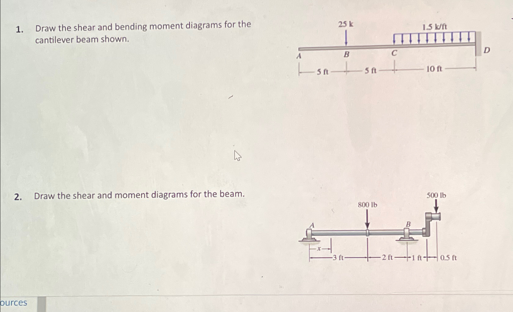 Solved Draw the shear and bending moment diagrams for the | Chegg.com