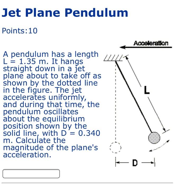 Solved Jet Plane Pendulum Points:10 Acceleration 1 ! A | Chegg.com