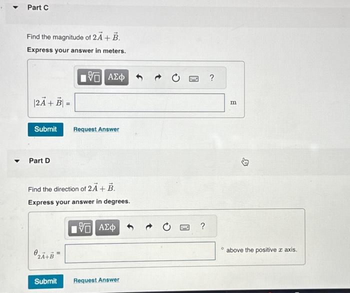 Solved Vector A has a magnitude of 28.0 m and makes an angle | Chegg.com