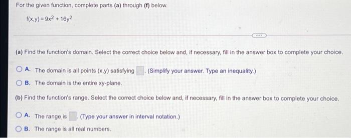 Solved For the given function, complete parts (a) through | Chegg.com