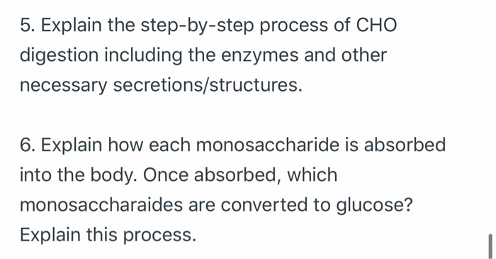 Solved 5. Explain the step-by-step process of CHO digestion | Chegg.com