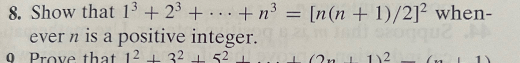Solved Show that 13+23+cdots+n3=[nn+12]2 ﻿whenever n ﻿is a | Chegg.com