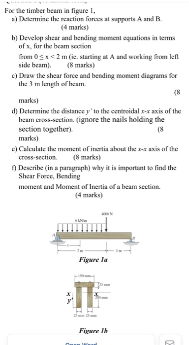 Solved For the timber beam in figure 1, a) Determine the | Chegg.com