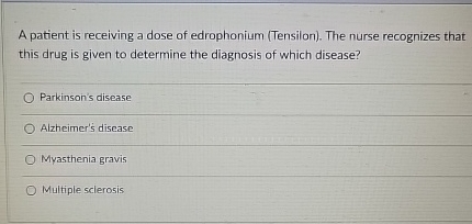 Solved A patient is receiving a dose of edrophonium | Chegg.com