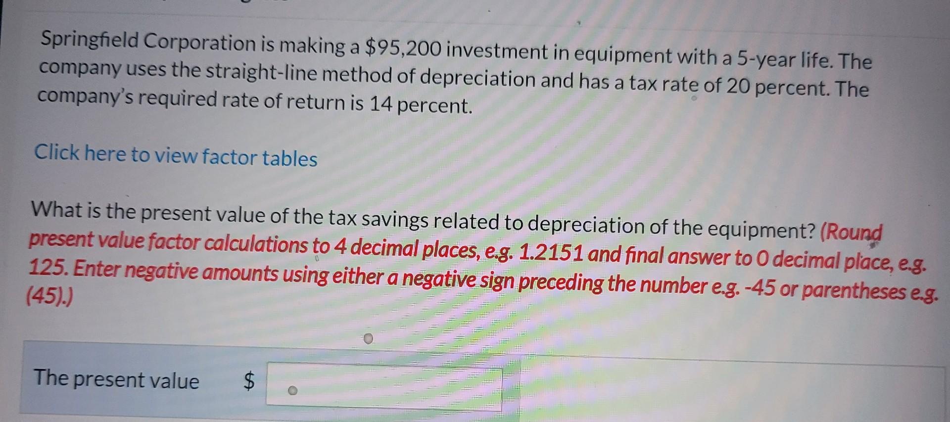 Solved Springfield Corporation is making a $95,200 | Chegg.com