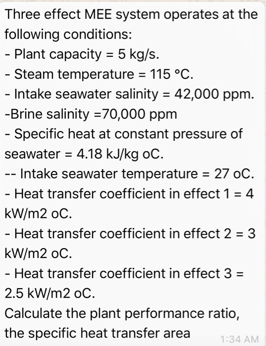 Solved Three effect MEE system operates at the following | Chegg.com