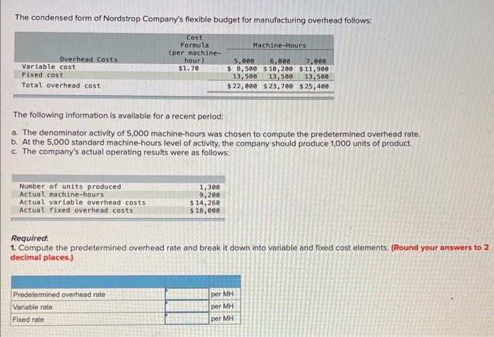 Solved The condensed form of Nordstrop Company's flexible | Chegg.com
