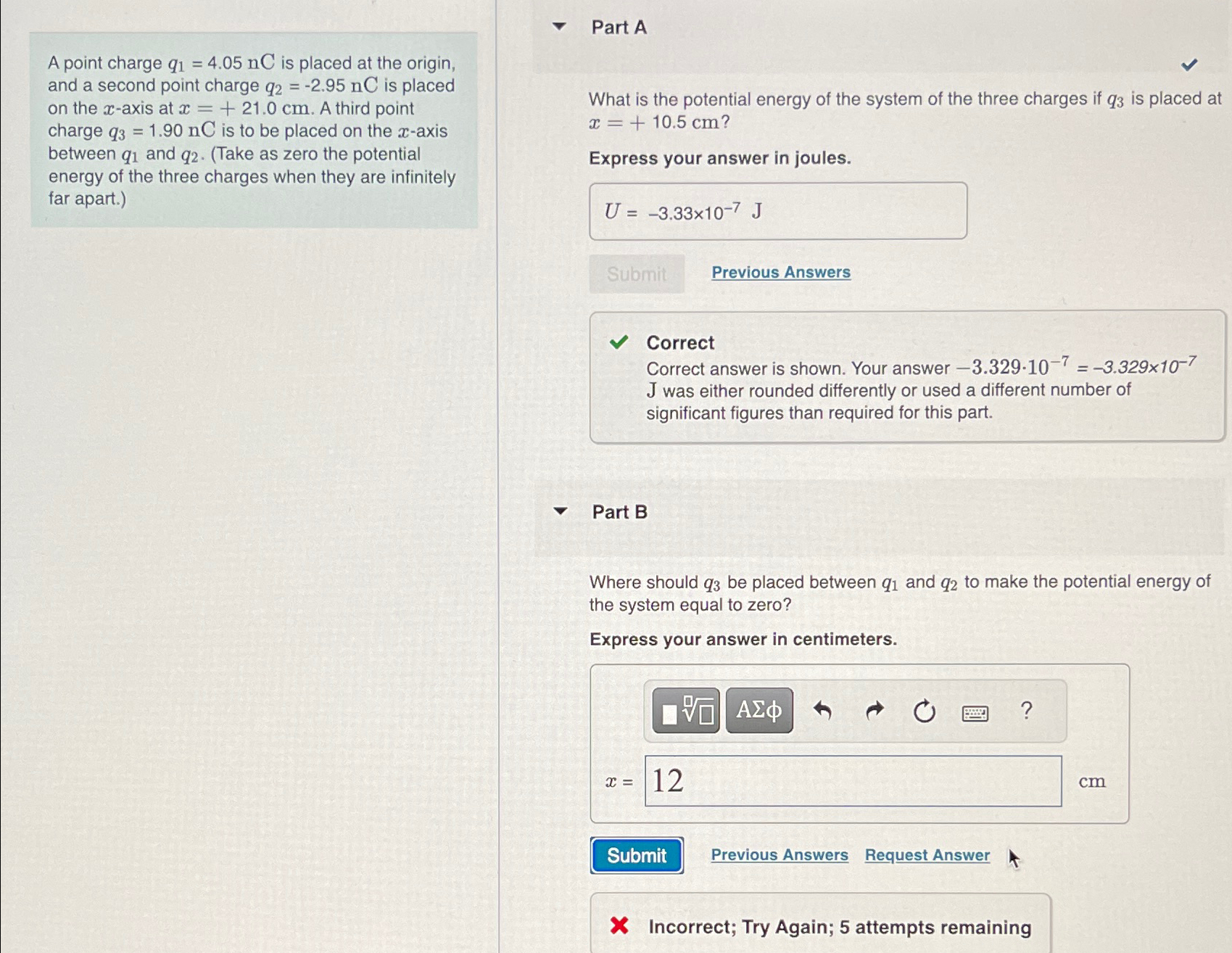Solved Part AA point charge q1=4.05nC is placed at the | Chegg.com Solved Part AA point charge q1=4.05nC is placed at the | Chegg.com