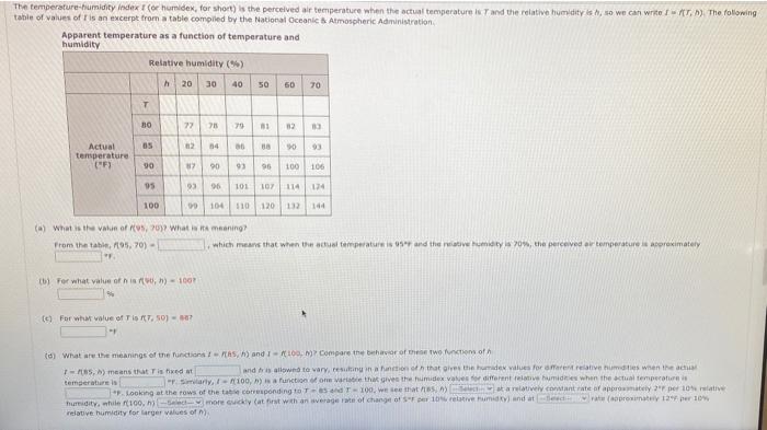 Solved The temperature humidity Index (or humidex, for | Chegg.com