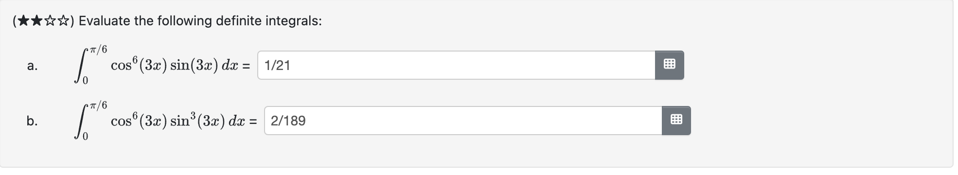 Solved (******⇝ϖ) ﻿Evaluate the following definite | Chegg.com