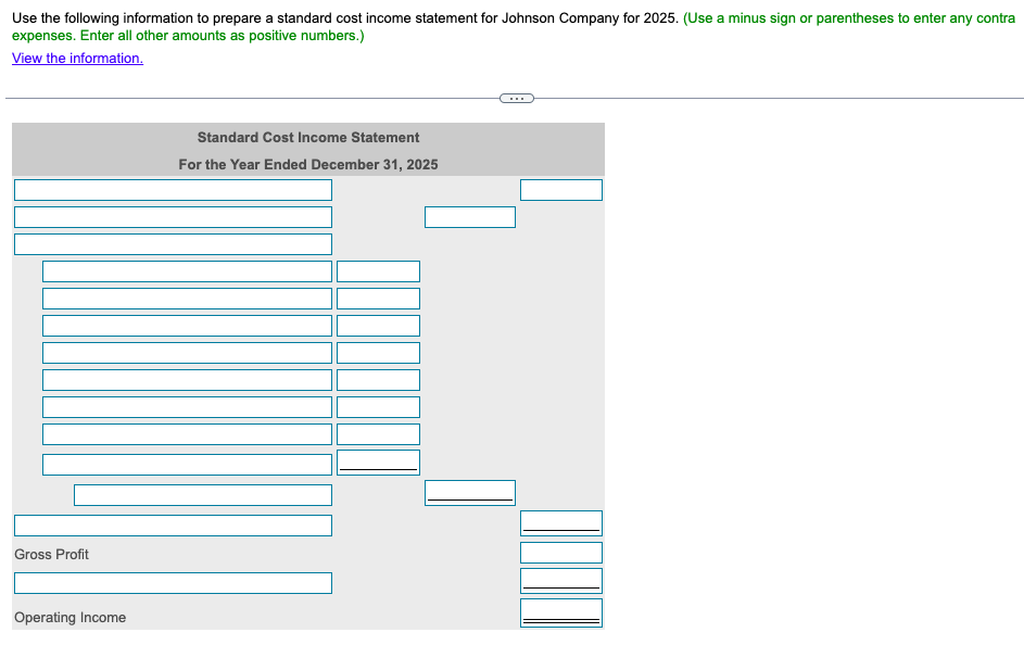 Solved Use the following information to prepare a standard | Chegg.com
