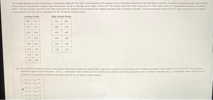 Solved follow. The first sample shows the SAT math test | Chegg.com