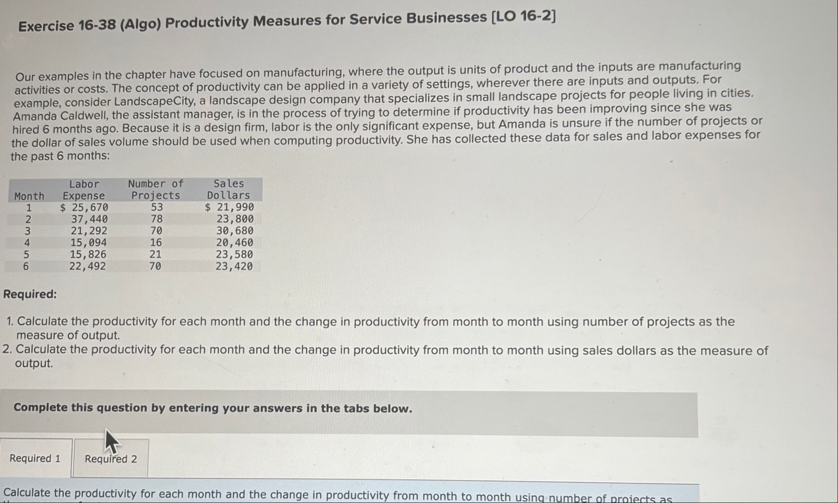 Solved Exercise 16-38 (Algo) ﻿Productivity Measures for | Chegg.com