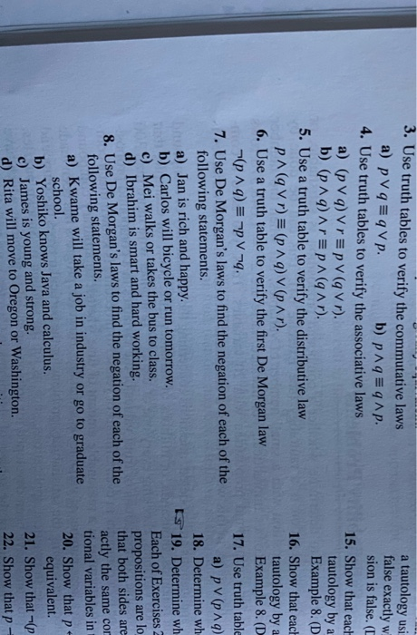 Solved 3. Use truth tables to verify the commutative laws a) | Chegg.com