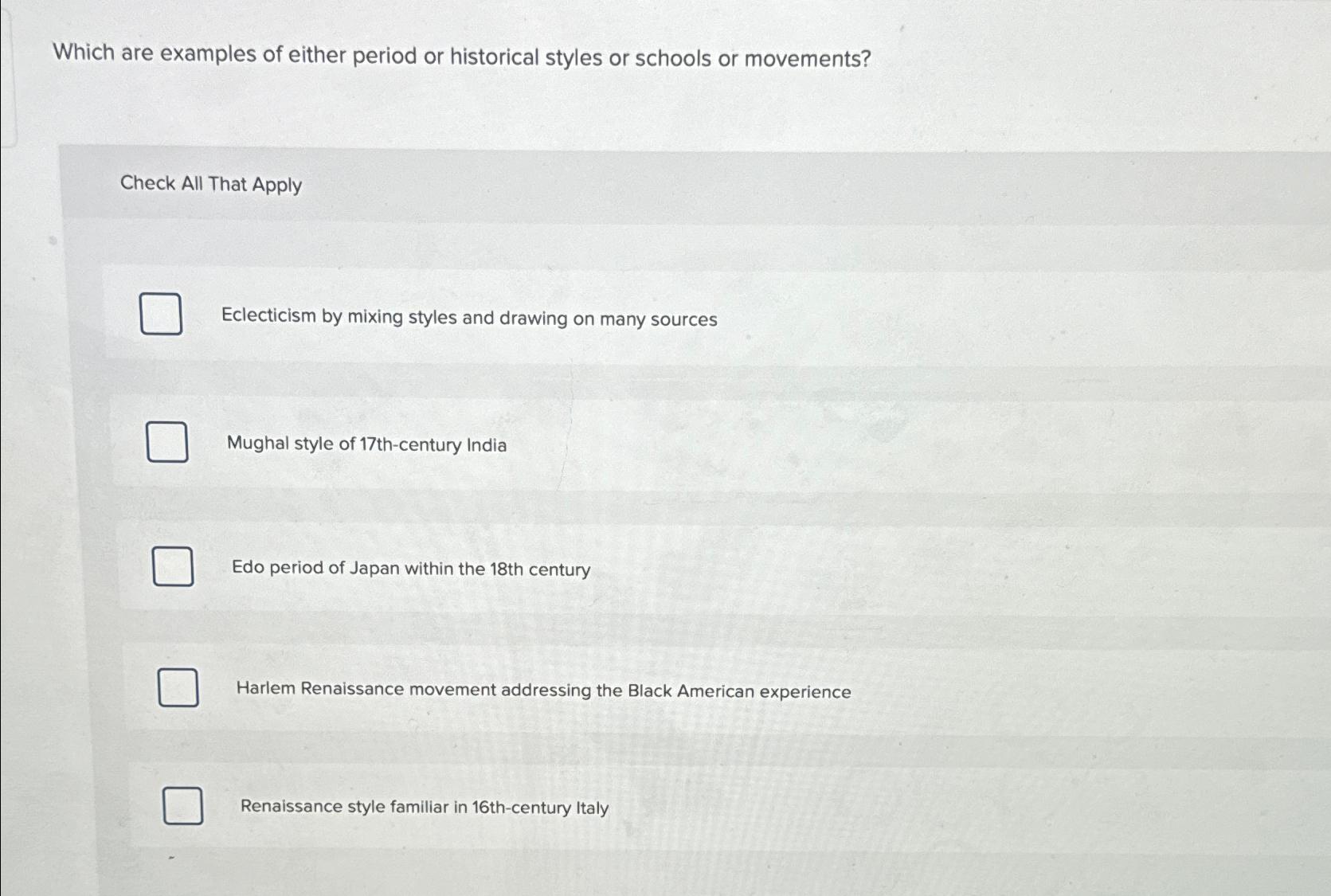 Solved Which are examples of either period or historical | Chegg.com