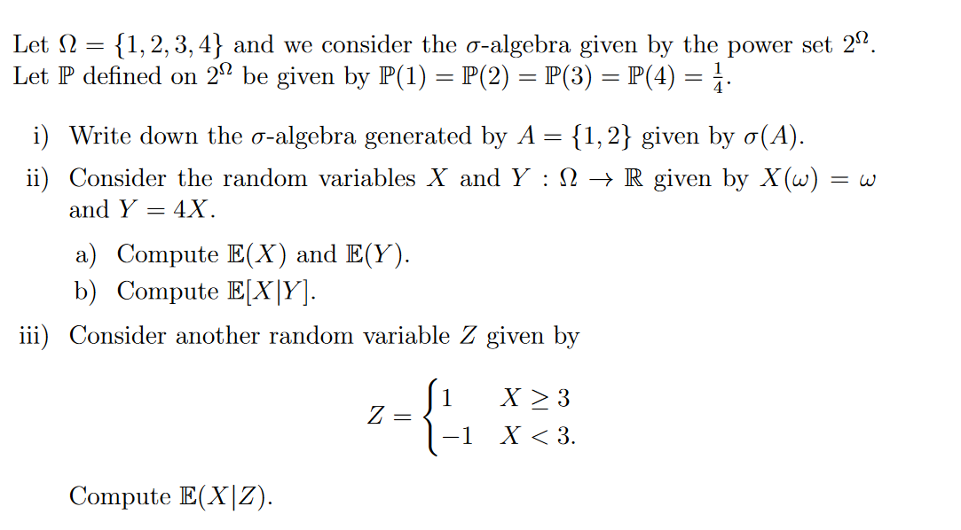 Solved b) ﻿Compute E[x|Y].iii) ﻿Consider another random | Chegg.com