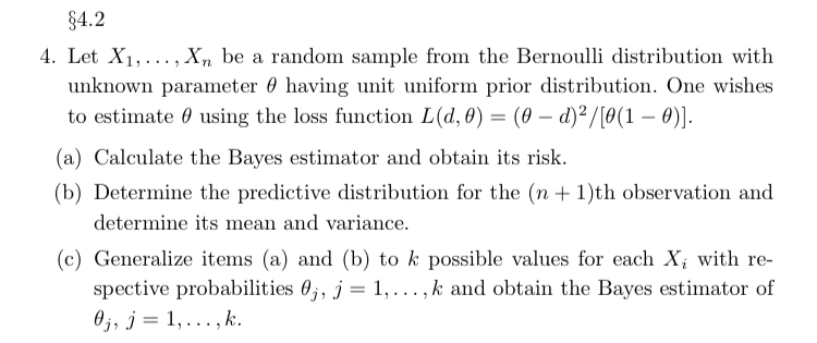 Solved Let x1,dots,xn ﻿be a random sample from the Bernoulli | Chegg.com