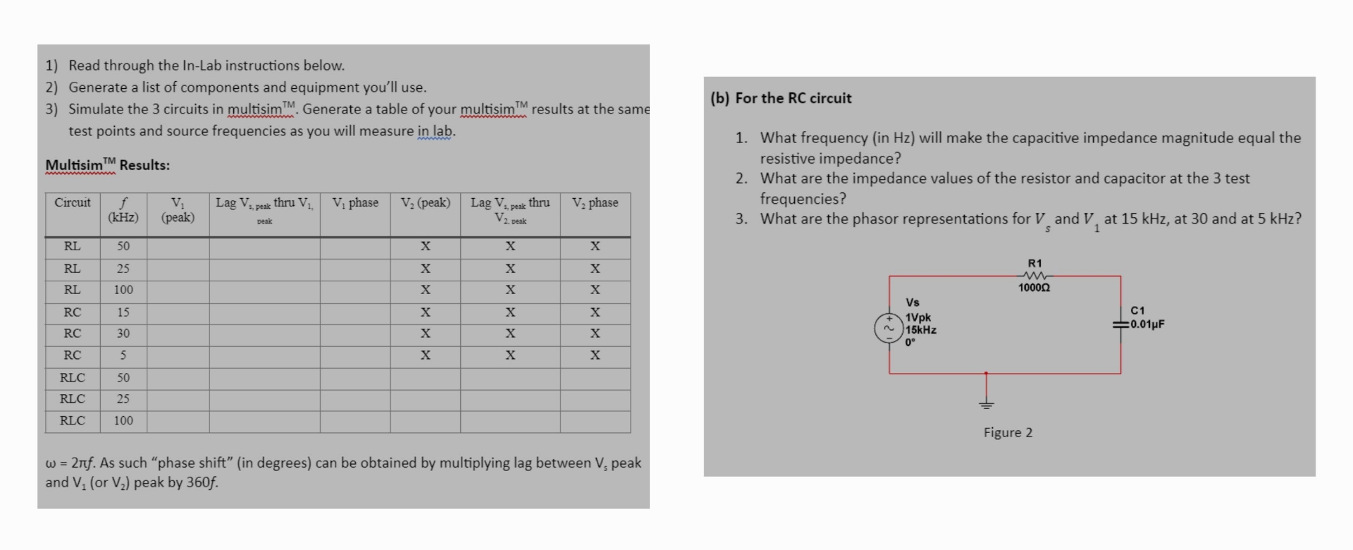 Solved Please help me with the RC circuit in multi sim. | Chegg.com