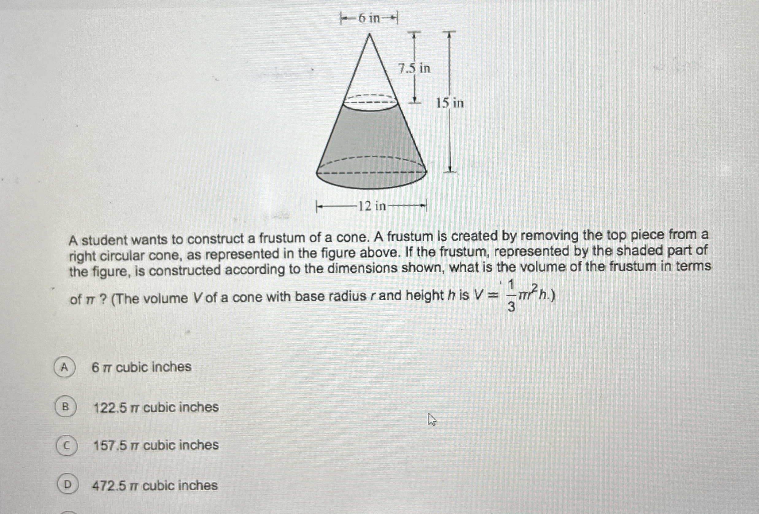 Solved A student wants to construct a frustum of a cone. A | Chegg.com
