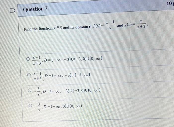 Solved Find the function f∘g and its domain if f(x)=xx−1 and | Chegg.com