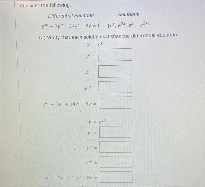 Solved Consider the following. Differential Equation | Chegg.com