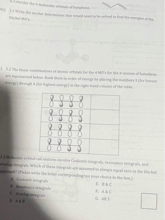 Solved 3 Consider The π Molecular Orbitals Of Butadiene