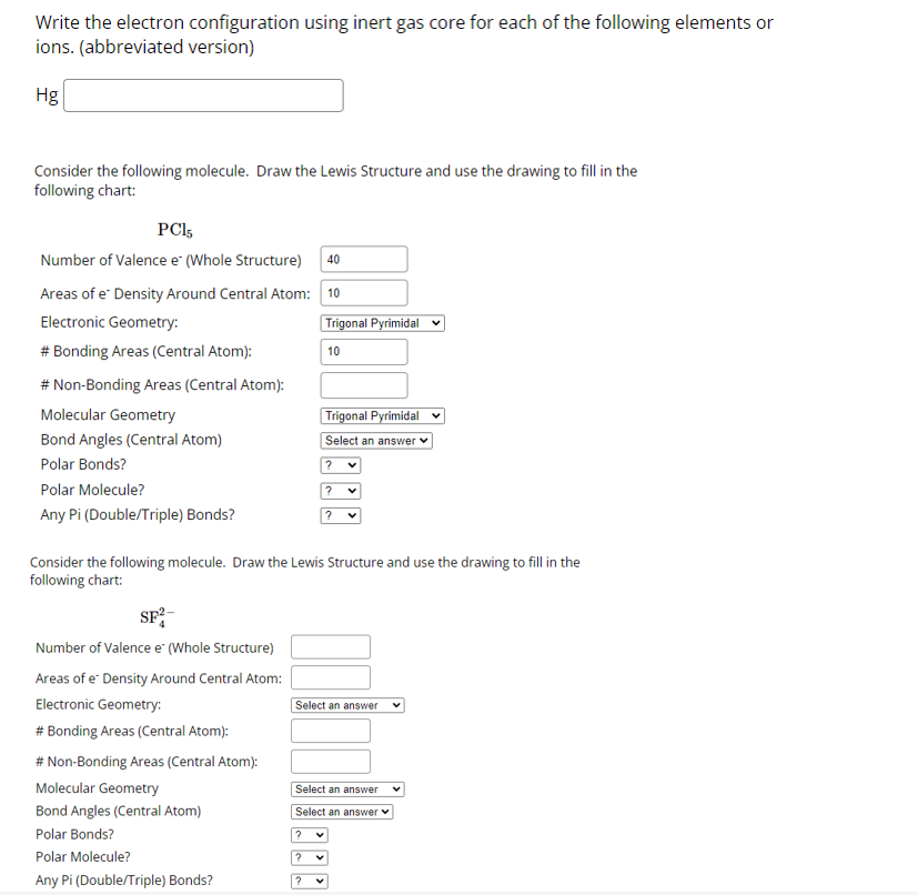 Solved Write the electron configuration using inert gas core | Chegg.com
