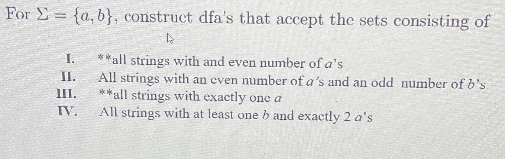 Solved For Σ Ab ﻿construct Dfas That Accept The Sets 