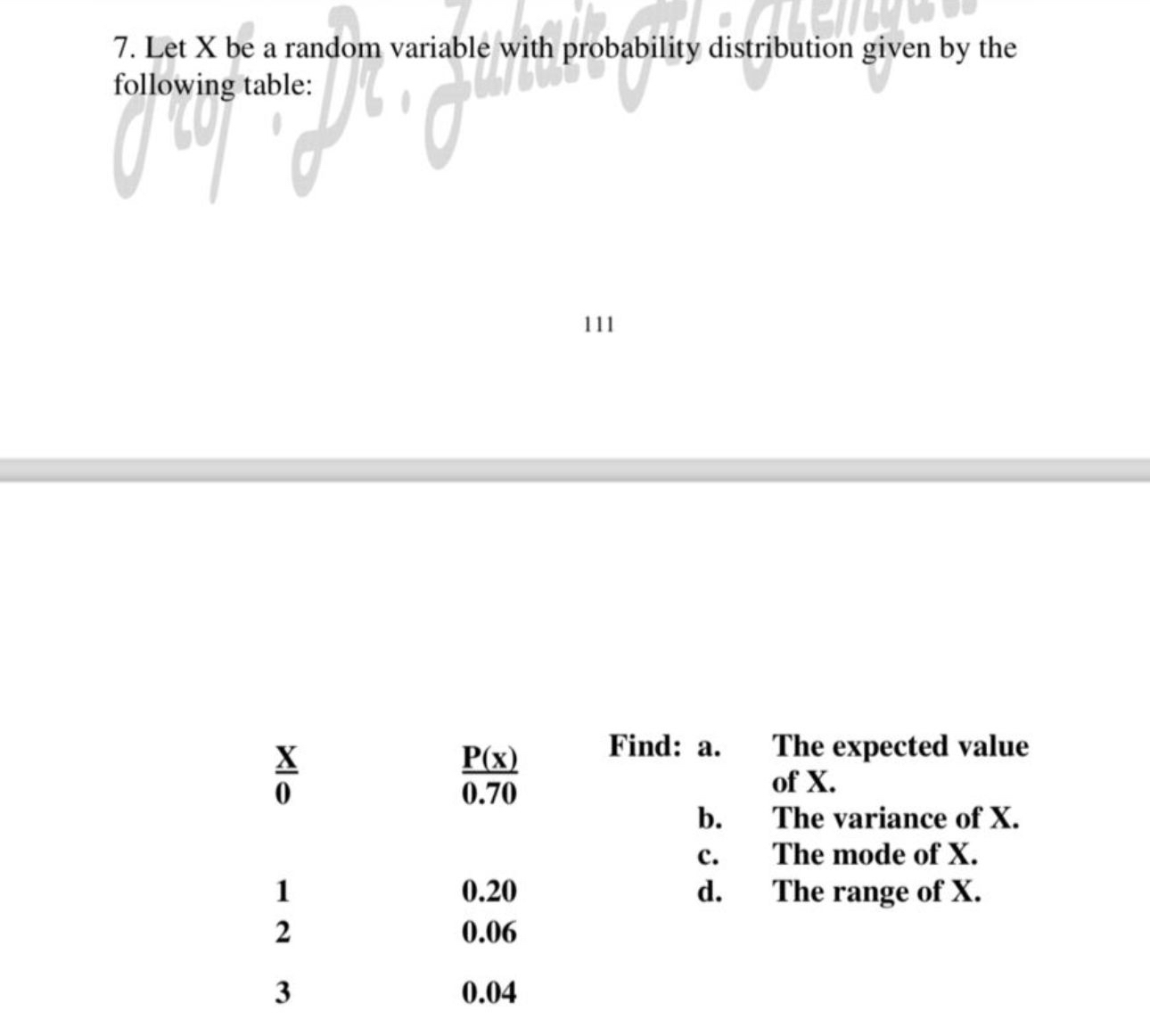 Solved Let x ﻿be a random variable with probability | Chegg.com