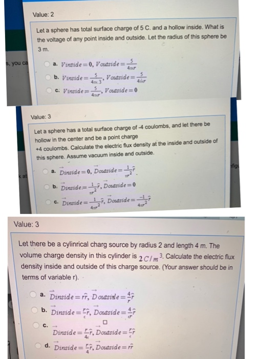 Solved Value: 2 Let a sphere has total surface charge of 5 | Chegg.com