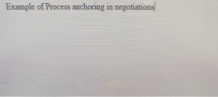 Solved Example of Process anchoring in negotiations | Chegg.com