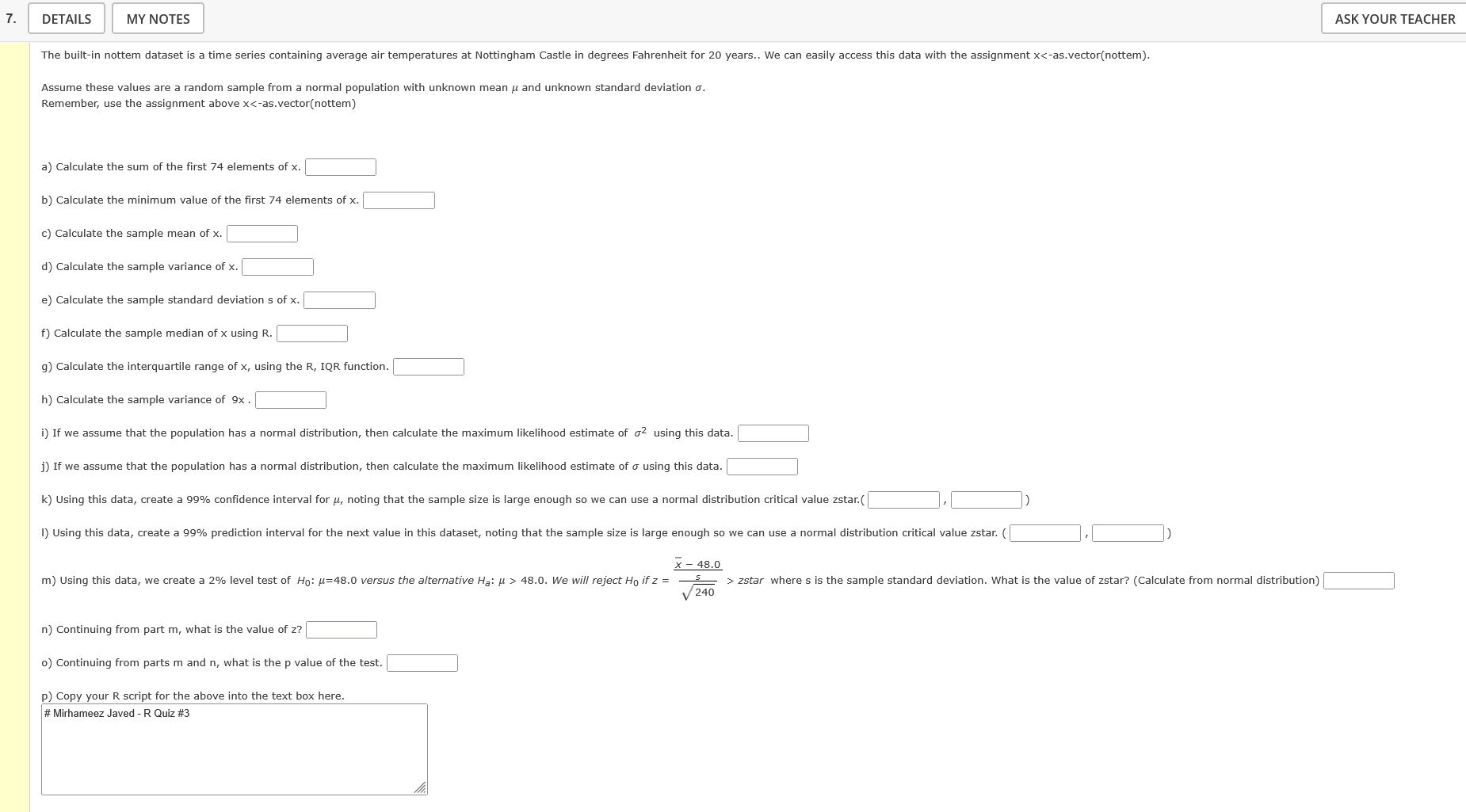 Solved Assume these values are a random sample from a normal | Chegg.com