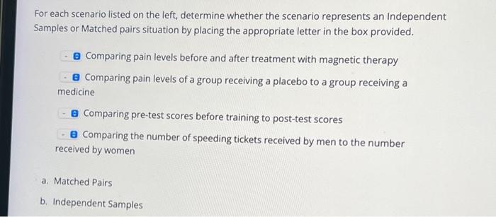 Solved For each scenario listed on the left, determine | Chegg.com