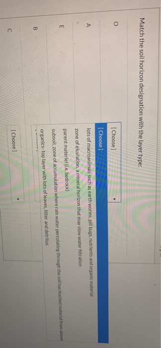 Solved Match the soil horizon designation with the layer | Chegg.com