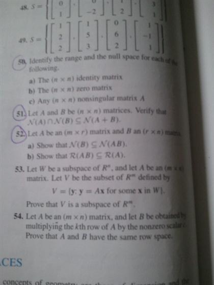 Solved Identify the range and the null space for each of | Chegg.com