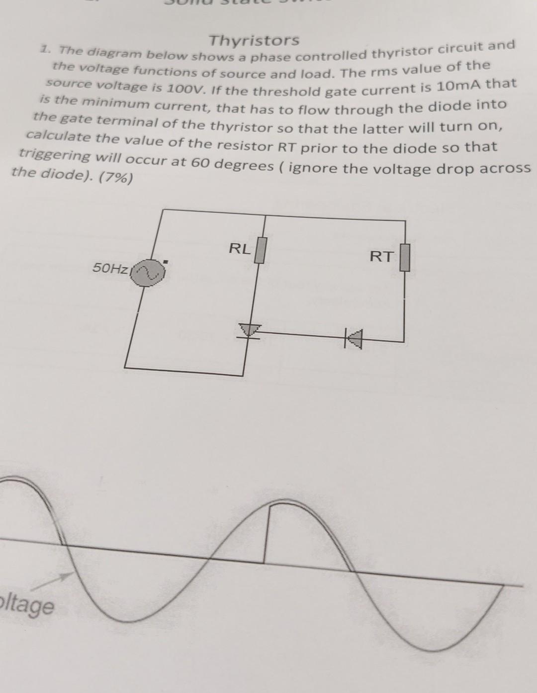 Solved Thyristors 1. The diagram below shows a phase | Chegg.com