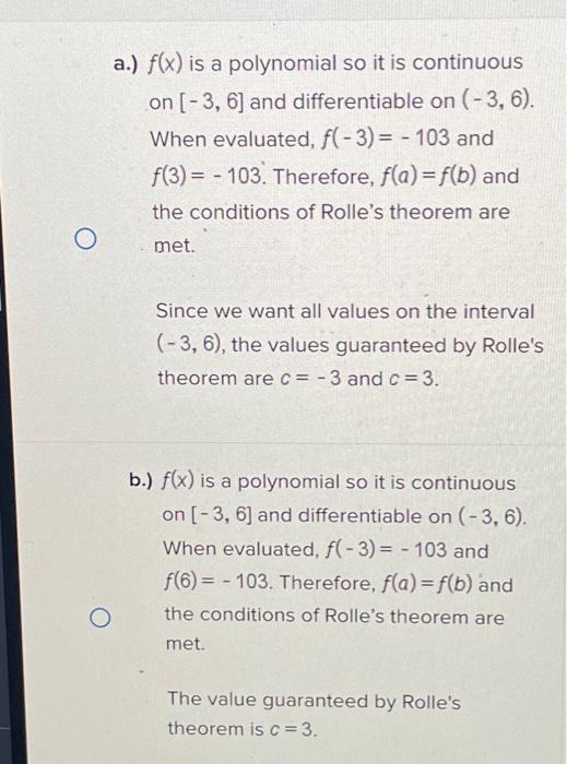 Solved Determine if the requirements for Rolle's theorem are | Chegg.com