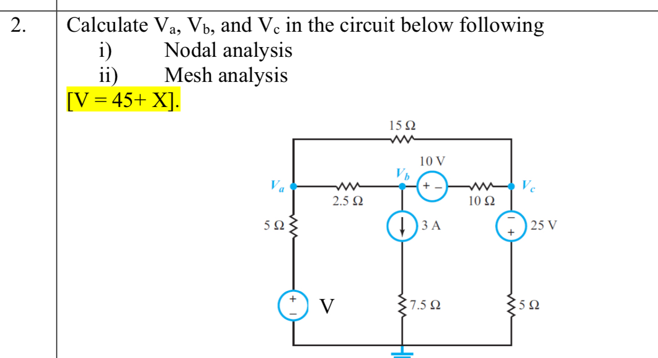Solved , ﻿Calculate Va,Vb, ﻿and Vc ﻿in the circuit below | Chegg.com