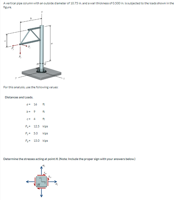 Solved A vertical pipe column with an outside diameter of | Chegg.com